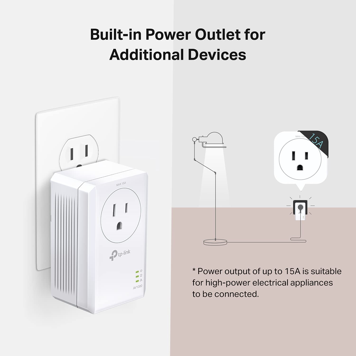 TP-Link AV1000 Powerline Ethernet Adapter(TL-PA7017P KIT)- Gigabit Port, Plug and Play, Extra Power Socket for Additional Devices, Ideal for Smart TV (Renewed)