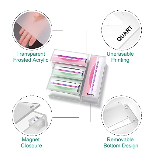 Urvoix Ziplock Bag Storage Organizer, 4 Pcs Acrylic Baggie Organizer, Food Storage Bag Organizer for Kitchen Drawer Compatible with Gallon, Quart, Snack, Sandwich Variety Size Bags