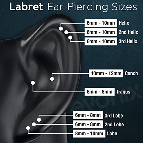 Evonix 4pcs 16g 12mm Crystal Labret Stud Lip Ring Snake Bite Conch Forward Helix Monroe Tragus Dahlia Marilyn 1/2 - Red