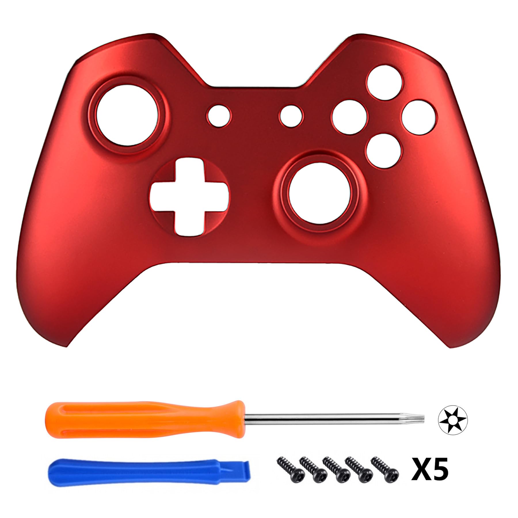 eXtremeRate Custom Design Unique Top Shell Case Front Housing Replacement Faceplate Kits for Xbox One Remote Controller Cover (Soft Touch Red)