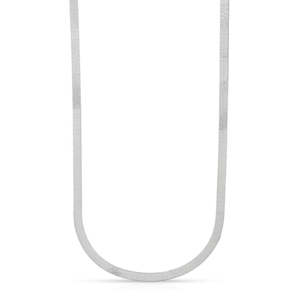 Giorgio Bergamo 925 Sterling Silver 11.5mm Herringbone Chain, ITProLux Flat Imperial Link Necklace, (16)