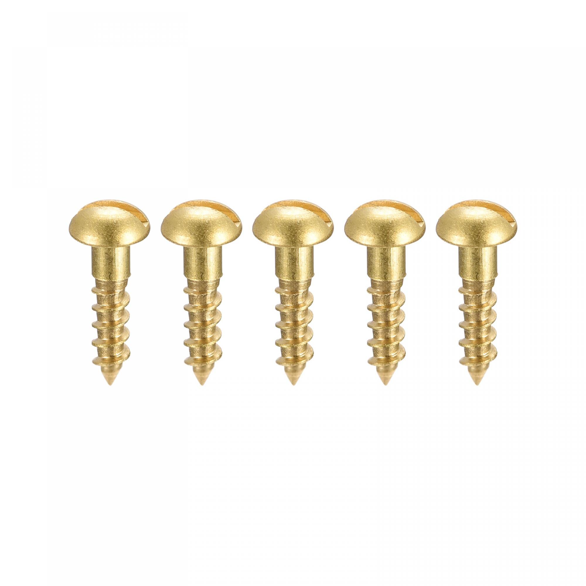uxcell Wood Screws M2.5 x 10mm Slotted Round Head Brass Self-Tapping Screw 50 Pcs