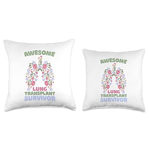 Organ Transplant Gifts for Men & Women Awesome Lung Transplant Survivor Throw Pillow, 18x18, Multicolor
