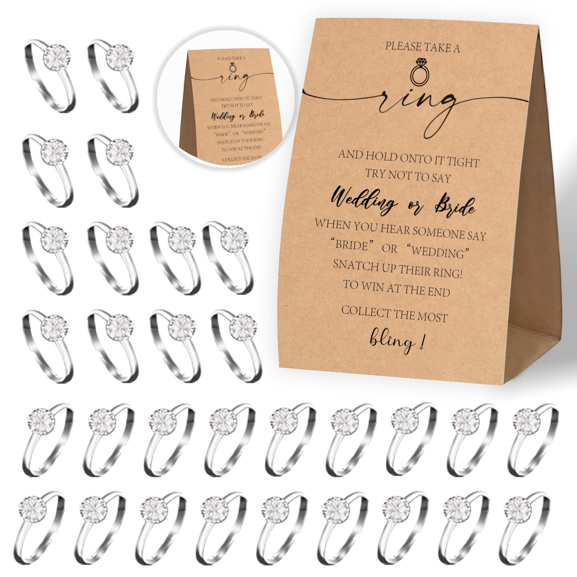 Put a Ring On It,Don't Say Bride or Wedding Game,Bridal Shower Games 50 Guests,Minimalist Bridal Shower Game,Engagement Party,Bachelorette Decorations for Party,Bridal Shower Favors-L7