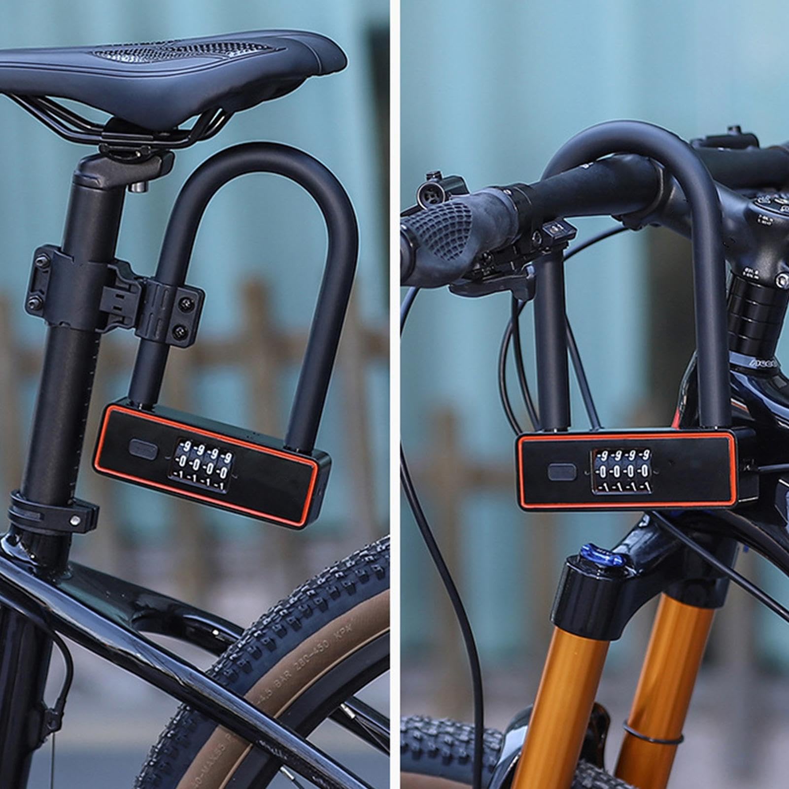 EEASSA U Lock, Motorcycle Wheel U Lock, Anti Theft U Lock Lock, Weather Proof Bicycle U Lock, 4 Digit Resettable Combination U Lock, Easy Carry Lock, Protect Scooter Tire Key U Lock