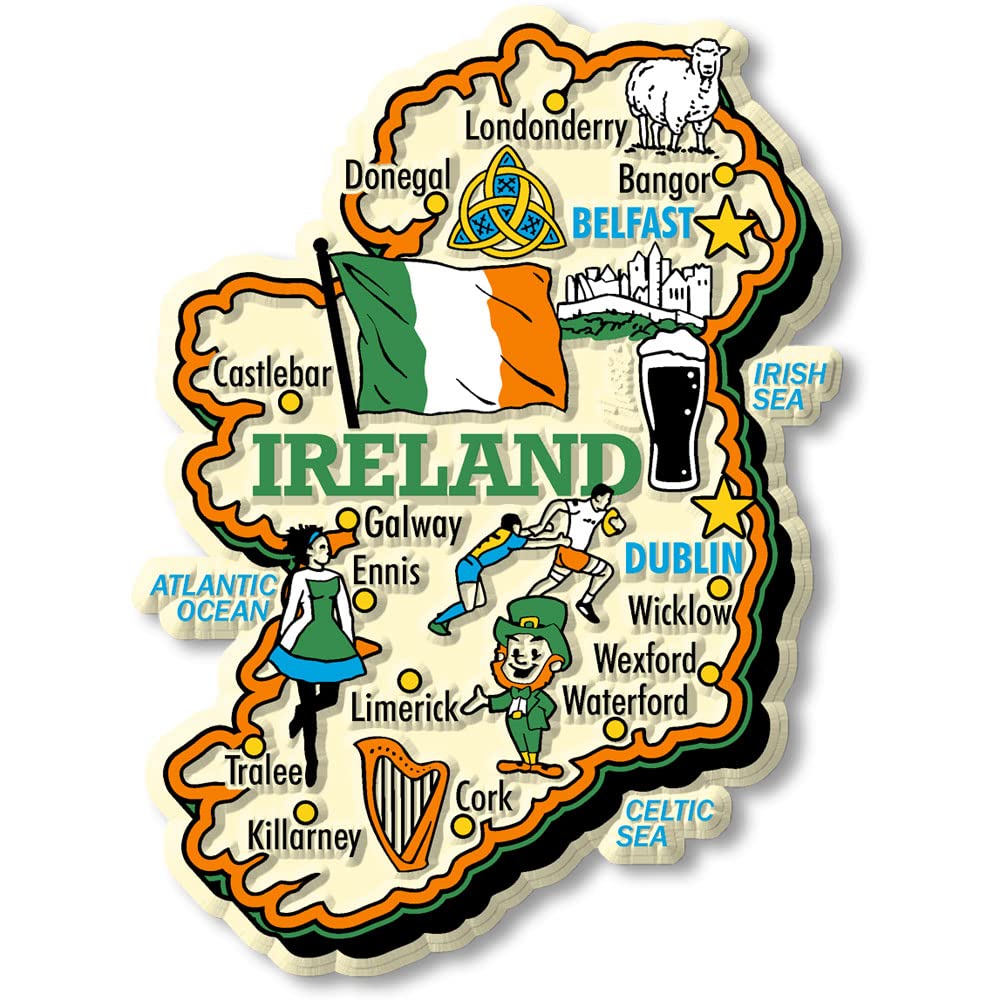Ireland Jumbo Country Map Magnet by Classic Magnets, Collectible Souvenirs Made in The USA