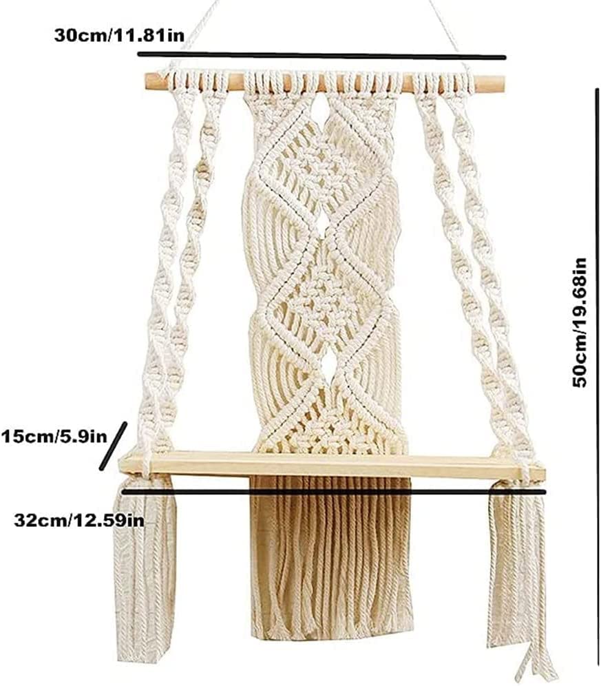 Ywreeddace Macrame Wall Hanging Shelf,Handmade Boho Rope Plant Hanger Holder for Decor