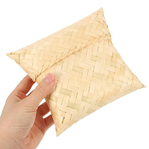STOBAZA Bamboo Food Basket Woven Baskets Sticky Rice Basket Small Bamboo Woven Box Thailand Laos Handmade Serving Baskets Rice Container for Rice Candy Treats Woven Basket