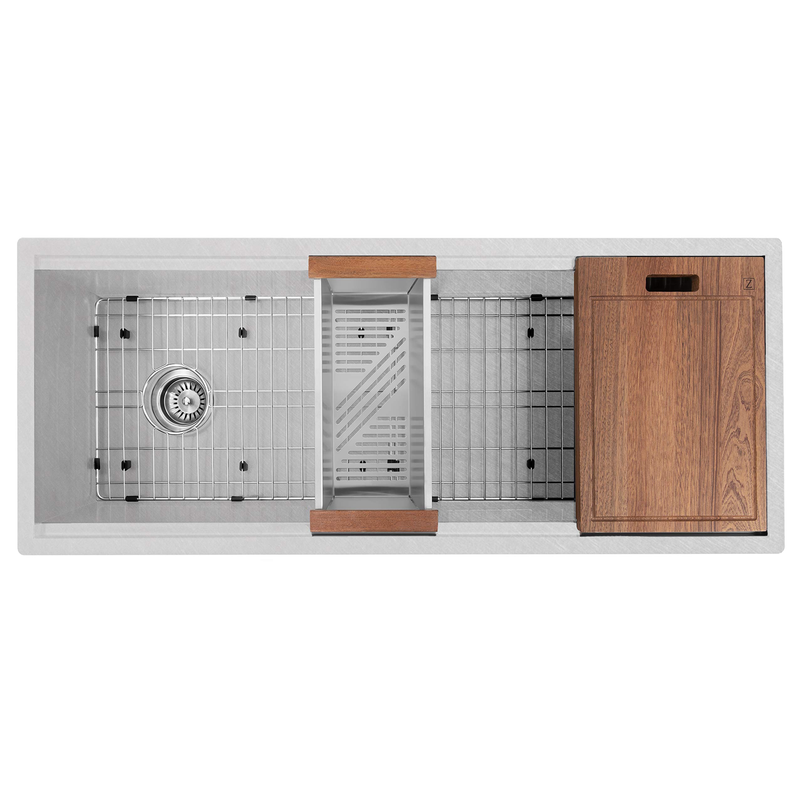 ZLINE 43" Garmisch Undermount Single Bowl Scratch Resistant Stainless Steel Kitchen Sink with Bottom Grid and Accessories (SLS-43S)