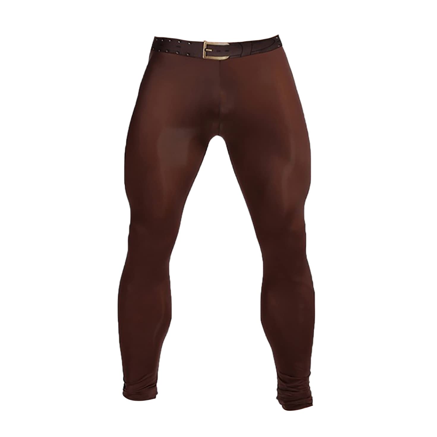 iiniim Men's Compression Pants Athletic Leggings Base Layer Bottoms Workout Running Tight Underwear Coffee Medium