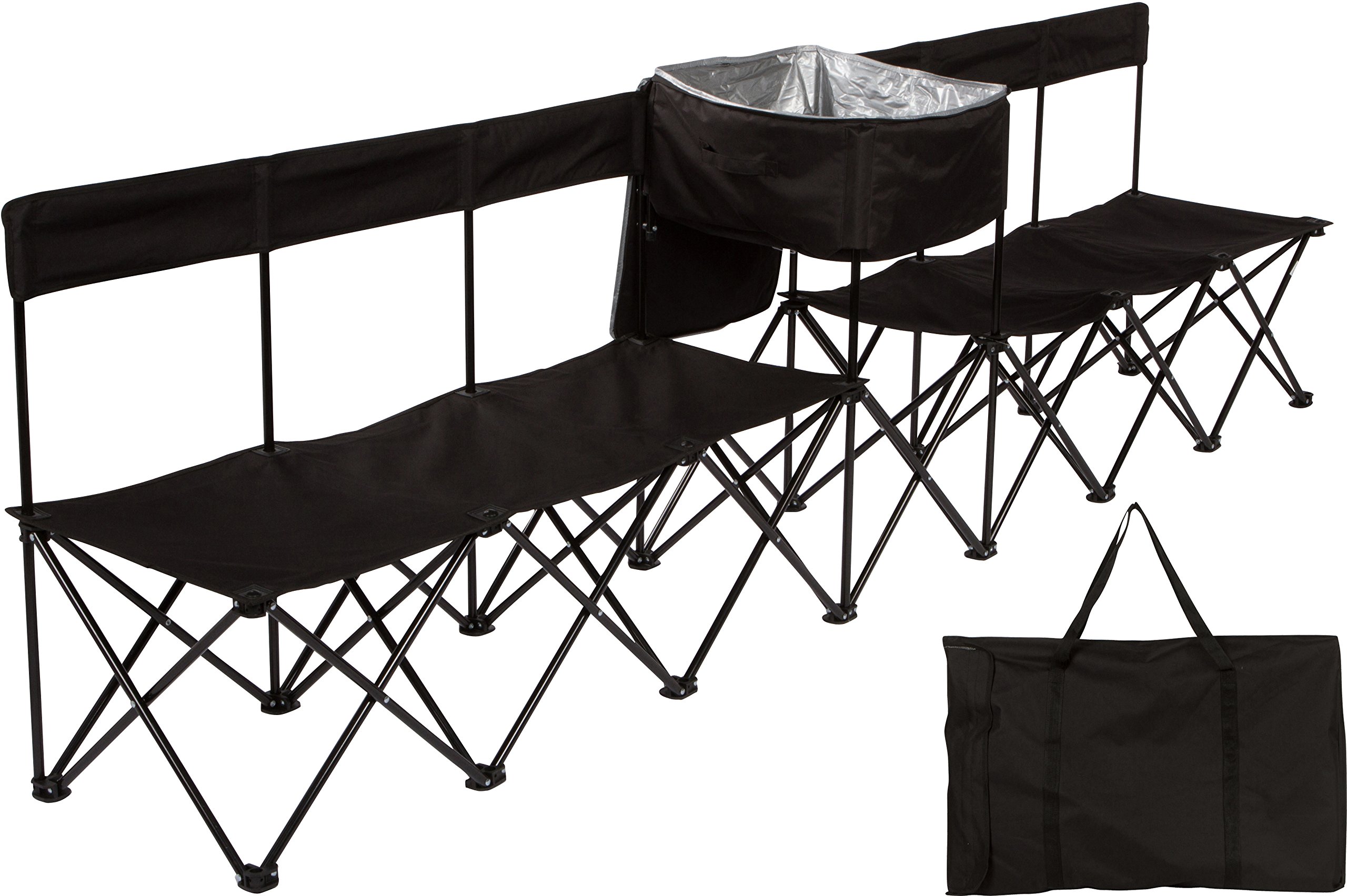 Trademark Innovations Sideline Bench, 6 Seater, Black
