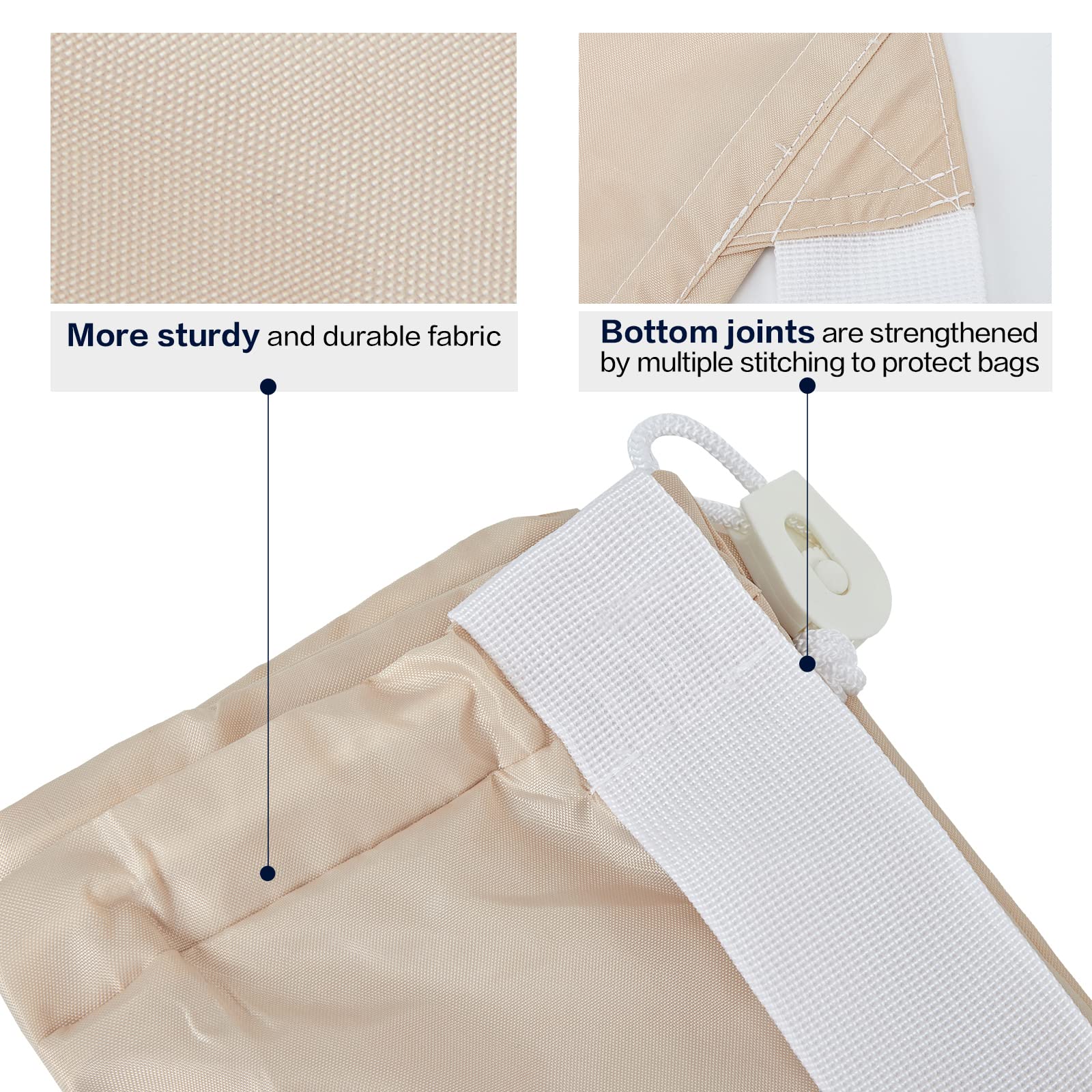HOMEST XL Nylon Laundry Bag with Strap, Large Dirty Clothes Organizer, Easy Fit a Laundry Hamper or Basket, Can Carry Up to 4 Loads of Laundry, Beige