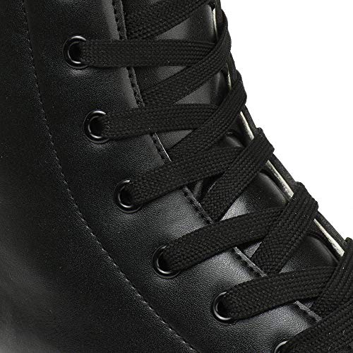 YYW Roller Skates for Women Men, High Top PU Leather Classic Double-Row Roller Skates, Indoor Outdoor Roller Skates for Beginner a Shoes Bag (Black Flash Wheel, 37)
