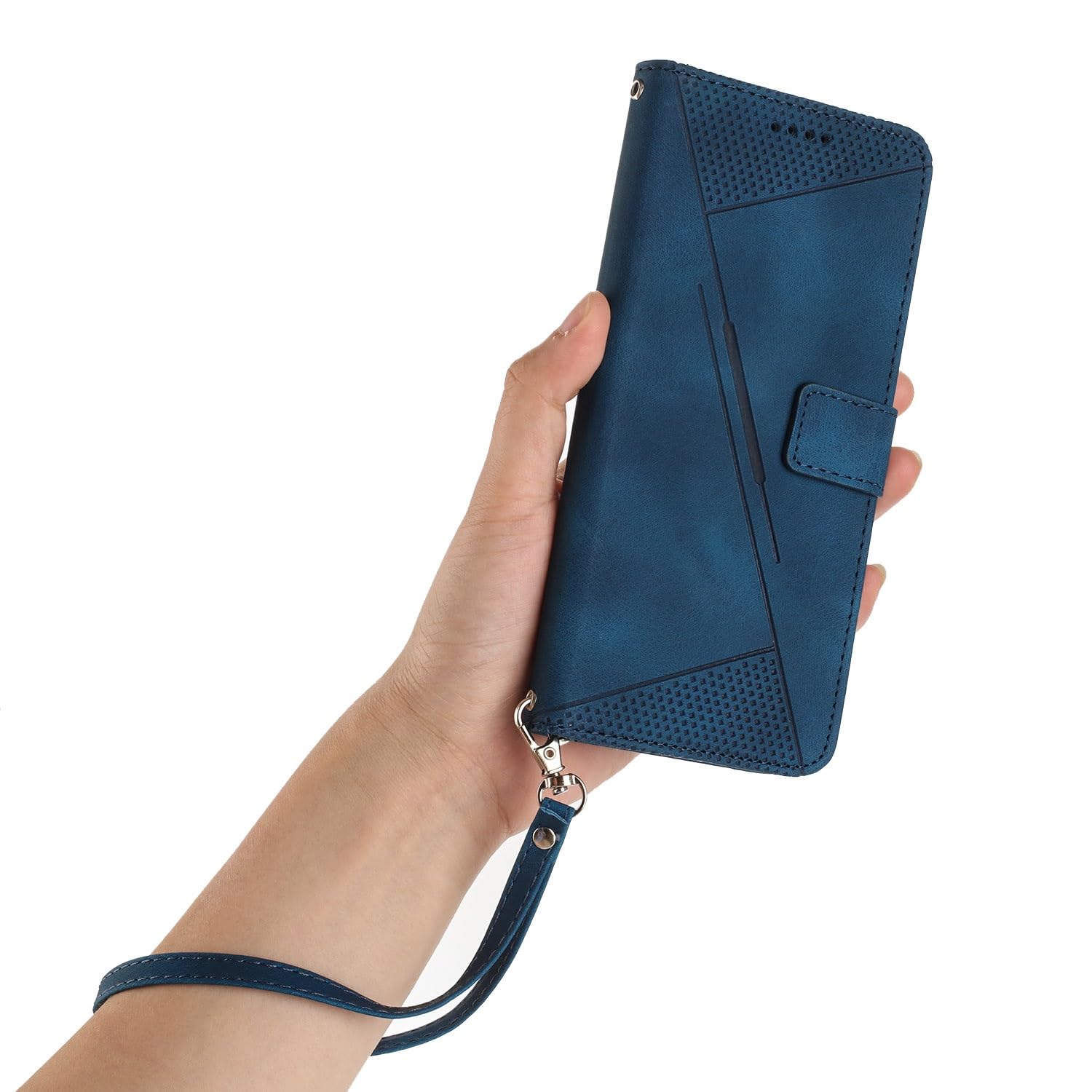 FACSER Flip Shockproof Case Compatible with Infinix Hot 20 5G Wallet Flip Phone Case Card Slot Holder Flip Cover Phone Case Wrist Strap Phone Case Compatible with Infinix Hot 20 5G (Color : Blue)