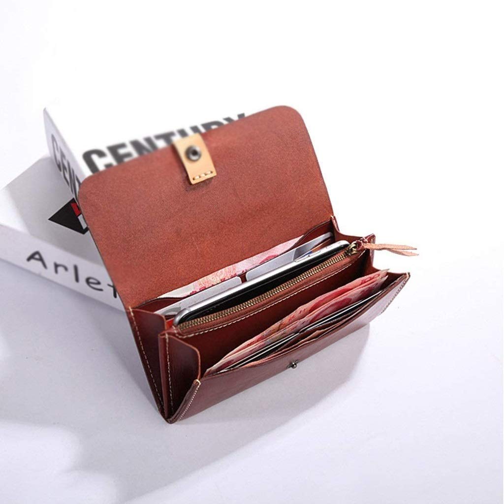 n/a Japanese Style Simple Contrast Wallet, Thin Handmade Leather Clutch, Travel Smart Handbag (Color : Green)