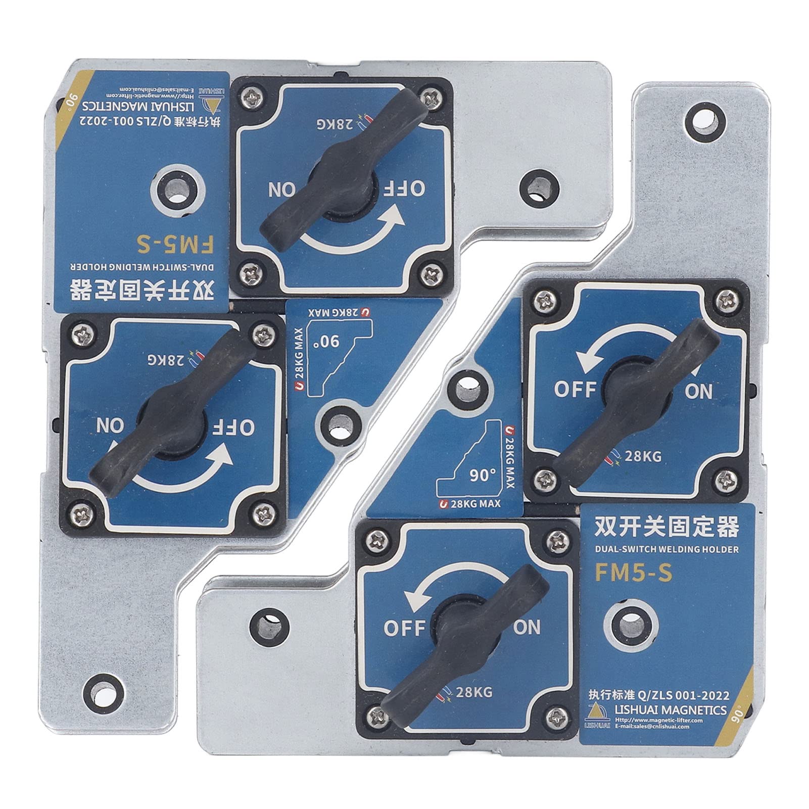 Kadimendium 2Pcs Welding Magnet 2 Switch Welding Holder 90 Degree 28KG Welder Magnetic Holder Angle Support Fixture Welding Clamp