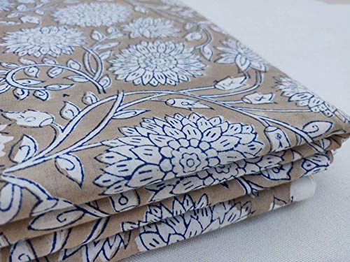 traditional Jaipur Printed Cotton Fabric Hand Printed Indian Fabric, Soft Cotton Fabric by The Yard Fabric, Jaipuri Cotton Kurti Print Fabric for Summer Dress (5 Yards)