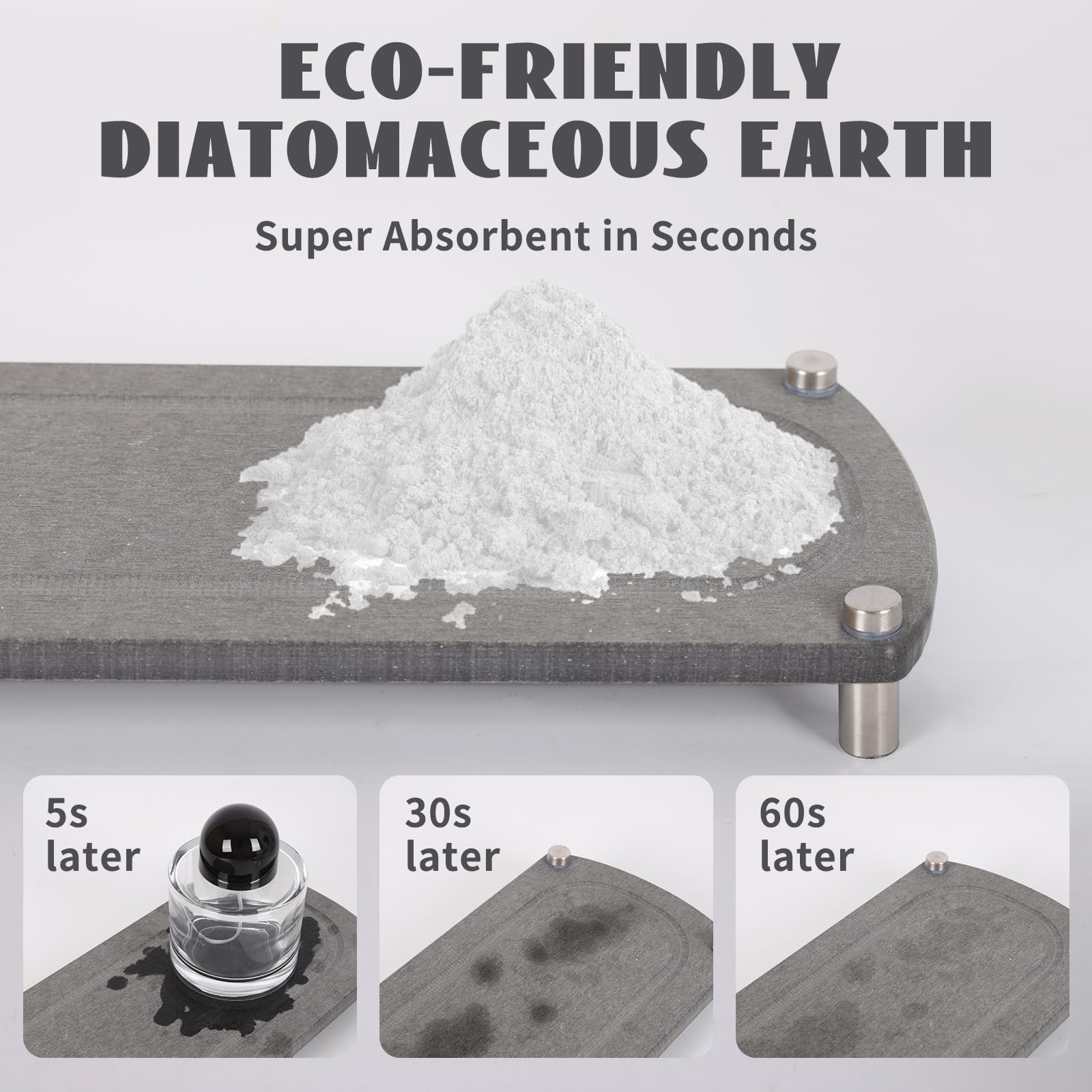 Water Absorbing Stone Tray for Sink, Stone Drying Mat for Kitchen Counter, Diatomite Tray Used for Hand Soaps & Plants & toiletries in The Modern Home, Fast Drying Sink Caddy(Grey)