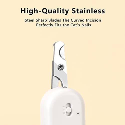 PAKEWAY Pet Nail Clipper with LED & -U-V Light, Cat Claw Trimmer with Ultra Bright LED Light for Nail Bloodline to Avoid Over Cutting, Sharp Angled Blade Grooming Tool for Dog Cat Rabbit Small Animals