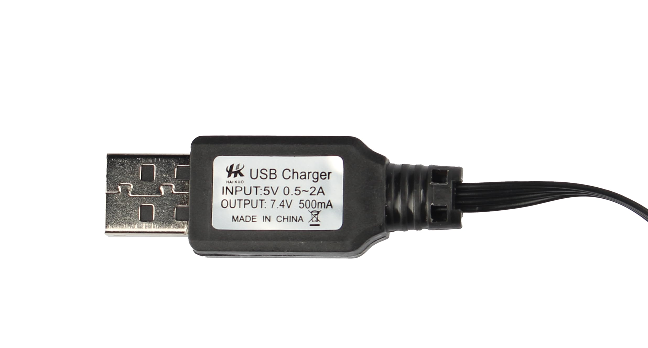 JIECHUN SM-4P Charger for RC Car 7.4V Li-ion Battery, USB Charging Cable 2-Pack