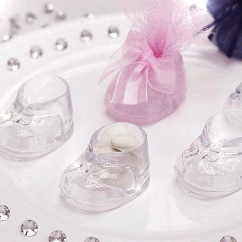 Efavormart 12 Pack Clear Fillable Baby Booties Shower Party Favor Gift