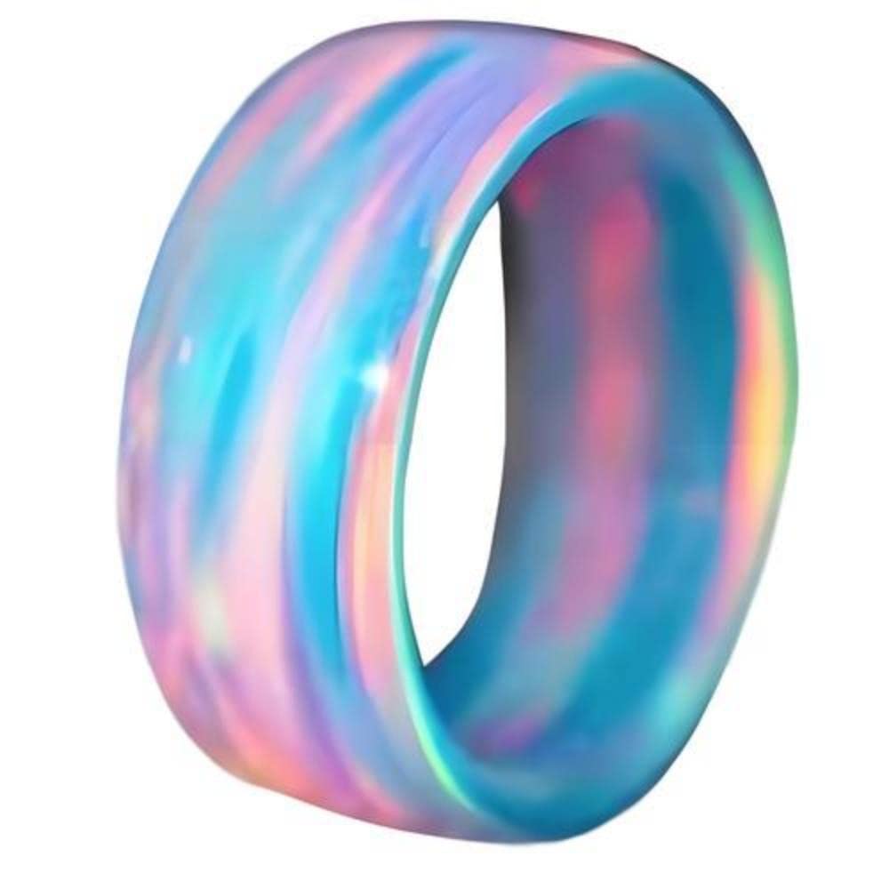 gumihvay Blue Acrylic Ring for Womens Girls Classic Silicone Colorful Thick Ring Cute Trendy Rings 08