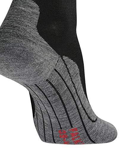 FALKE Men's RU4 Endurance Wool Running Socks, Mid Calf, Medium Cushion, Athletic, Breathable Quick Dry, Merino Wool, Black (Black-Mix 3010), 9-10, 1 Pair