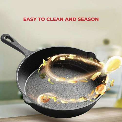 Jim Beam Su Set of 3 Pre-Seasoned Cast Iron Skillet Set | Heavy-Duty Construction for Superior Heat Retention & Even Cooking,6 1/4,7 3/4,9 3/4 , Black