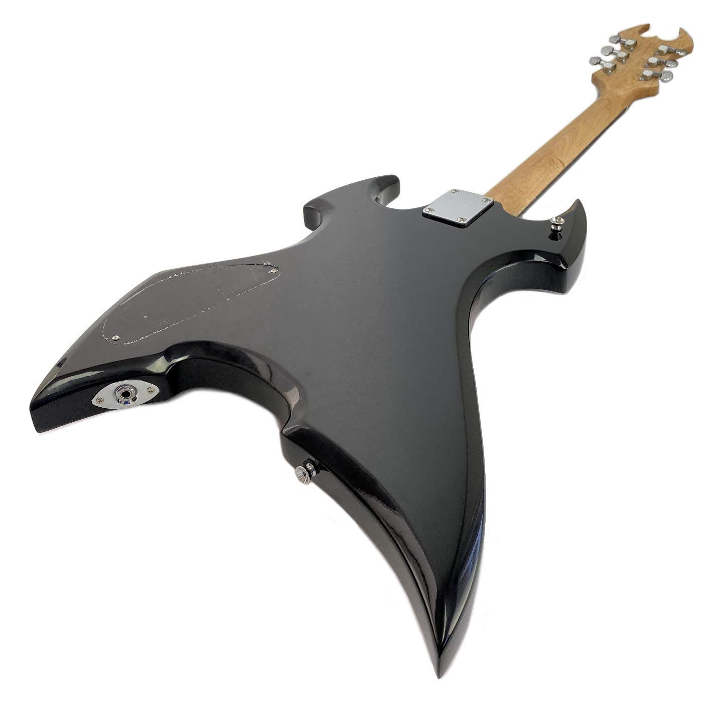 Full Size Right Handed Heavy Metal Style Electric 6 String Guitar, Solid Wood Body and Bolt on Neck, Cable and Allen Wrench, Color: Black with Red