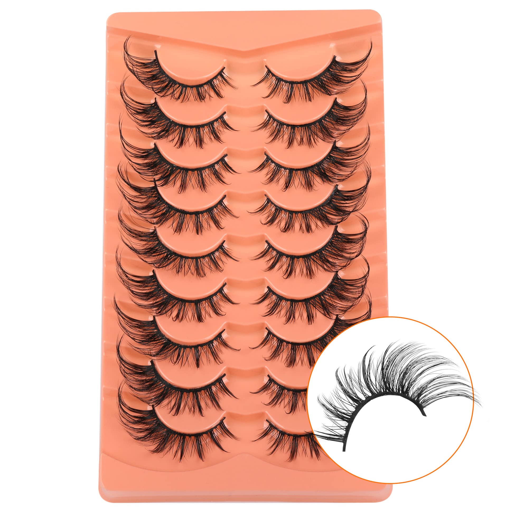Manga Lashes Fox Eye Anime Cat Eye False Lashes Mink Faux Wispy Strip Lashes Pack Spiky Cosplay Fake Eye Lashes 9 Pairs by ALICE