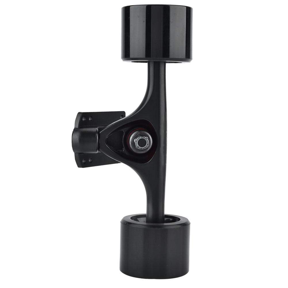 Fafeims 2pcs/Set 10.24in Skateboard Longboard Truck Combo Set with Wheel Riser Pad Bearing Hardware Accessory (Black Shaft Black Wheel)