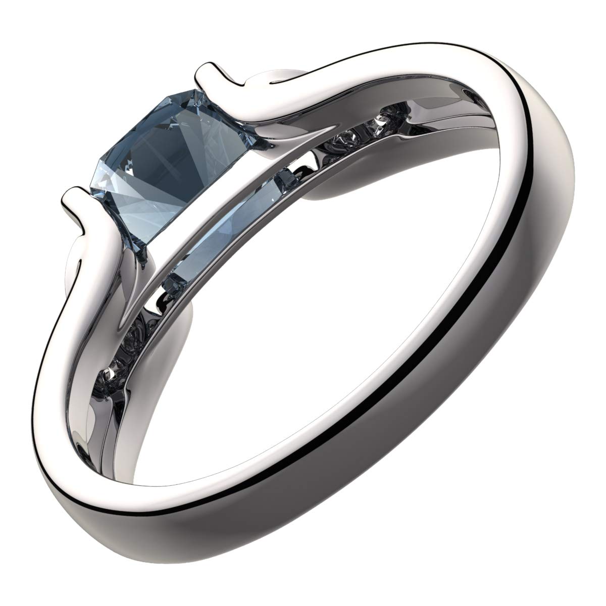 GWG Women's Rings Gift Sterling Silver Celtic Ring Aquamarine Sea Blue Zircon Square Stone and Trinity Knots Adorned with Crystals - 6 for Women