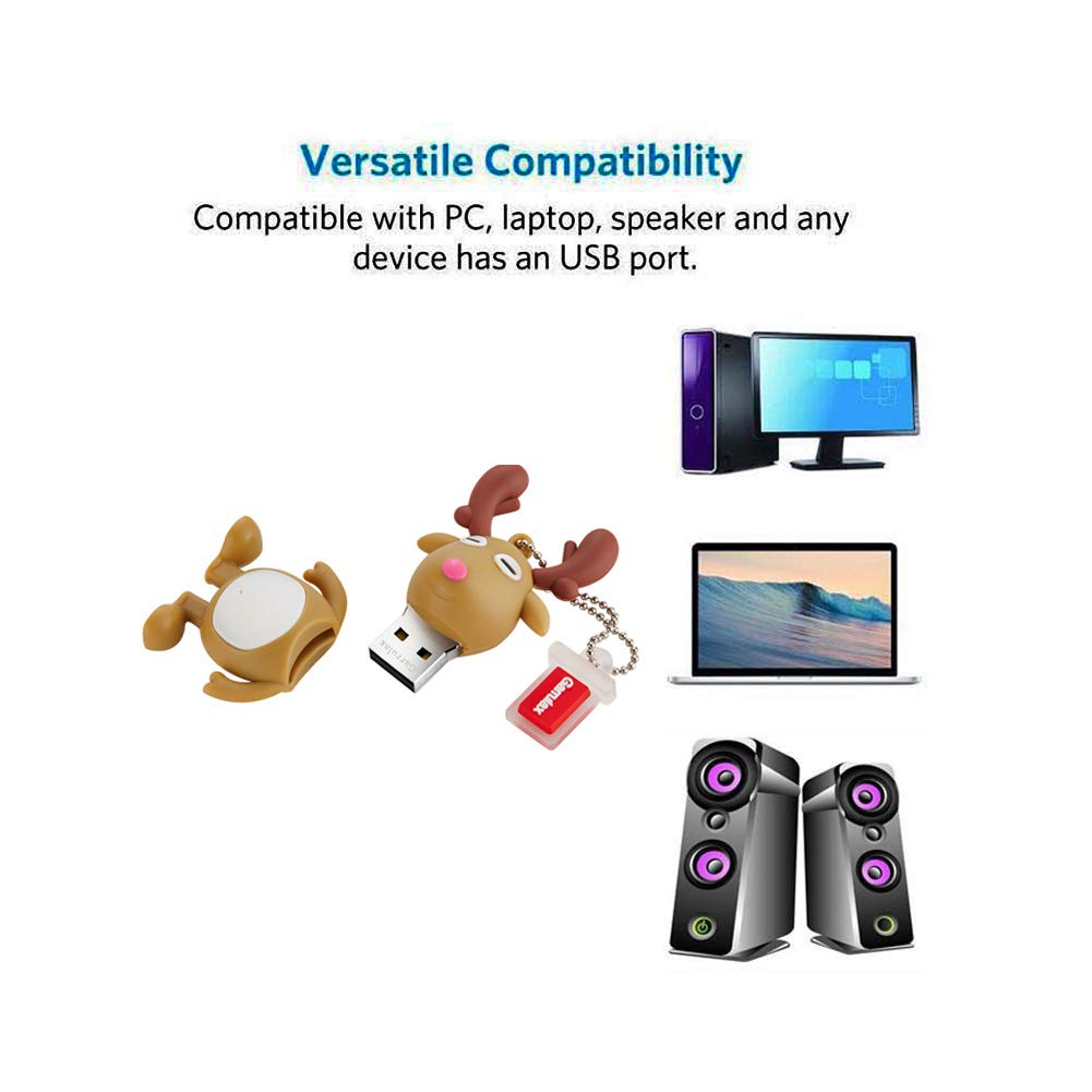 GARRULAX USB Flash Drive, 8GB/16GB/32GB USB 2.0 Memory Stick Data Storage Pendrive Creative Stocking Filler (32GB, Christmas Deer)