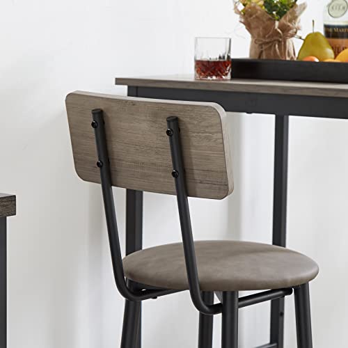 ODUWA Bar Table and Chairs Set for 4,5 Pieces Counter Height Bistro Pub Table with 4 Stools PU Upholstered High Top Dining Table and Chairs Set for Kitchen Breakfast Nook,Small Spaces,Restaurant(Grey)
