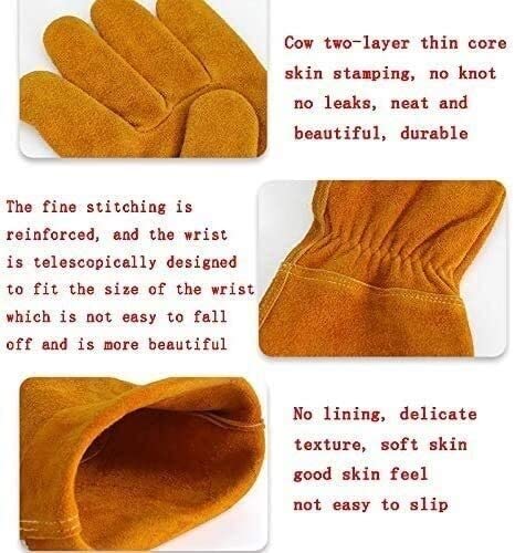 KOSECO Safety Work Gloves,Welding Gloves Heat Resistant and Fireproof Gloves Cowhide Welders Gauntlet,Leather Gloves Welder Protective Gloves