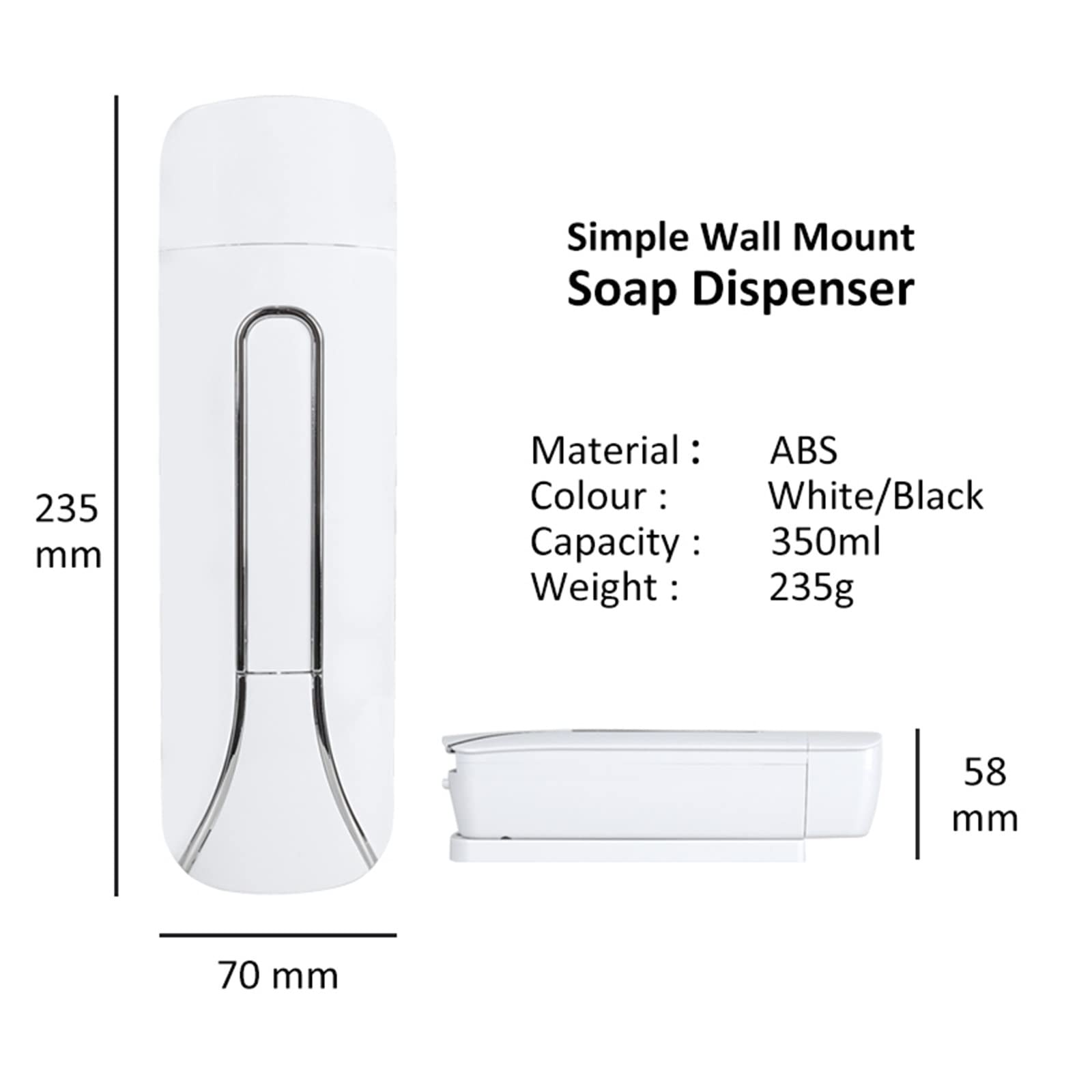FEEGAR Bathroom Liquid Soap Dispenser Wall Mounted for Kitchen Shower Shampoo Bottle Hand Soap Dispenser (Color : White)
