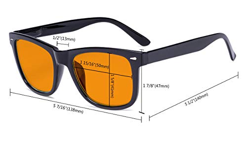 Eyekepper Large Frame Blue Blocking Glasses - Anti Digital Glare Readers with Orange Tinted Reduce Filter Lens UV Protection Computer Reading Glasses Women - Black +3.00