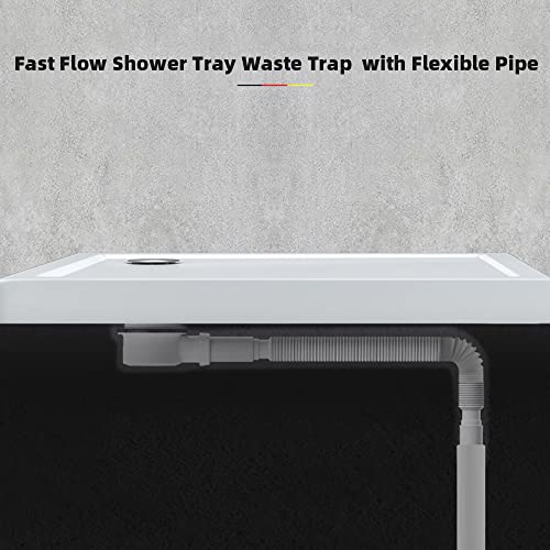 MUCOL 90 Degree Low Profile 1.5" Shower Drain Trap, 1.5" Side Outlet Drain Assembly for 1.5" Replacement Shower Base Drain, PVC Side Outlet Drain