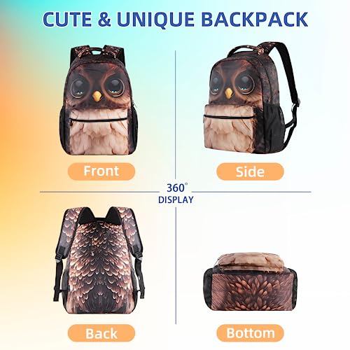 Owl Backpack for Boys Girls large 17-inch Laptop Travel Laptop Daypack School Bag with Multiple Pockets