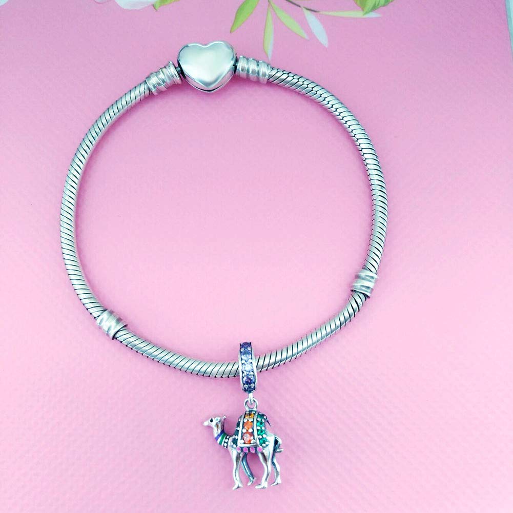 FAEFASH Camel Charm 925 Sterling Silver Animals Bead Persistence and Perseverance Charm fit DIY Style Bracelet, for Camel Lover (Colour)