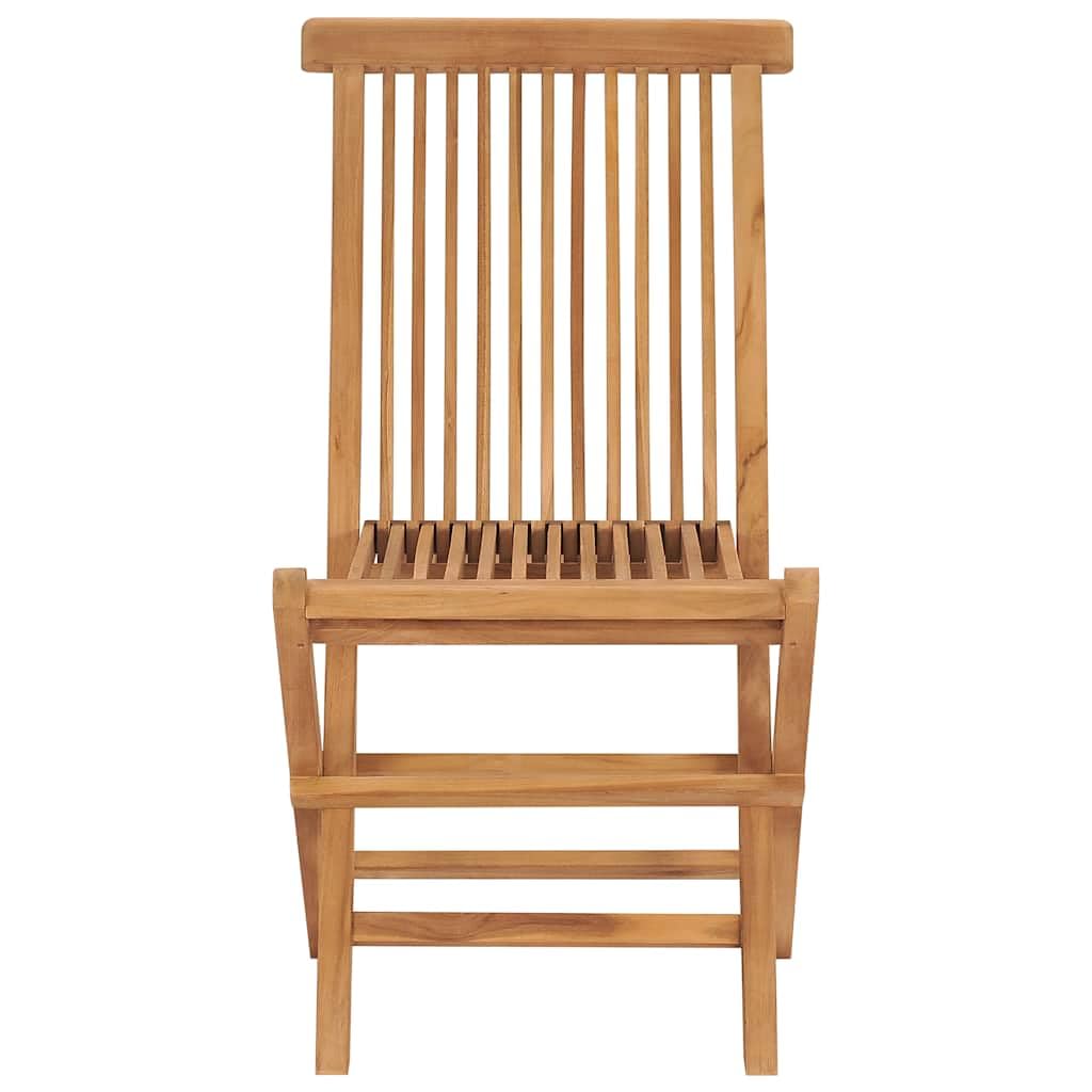vidaXL Folding Patio Chairs Set of 2, Outdoor Wooden Seats for Garden Dining Capming Beach Deck, Stable Structure Easy to Store, Solid Teak Wood
