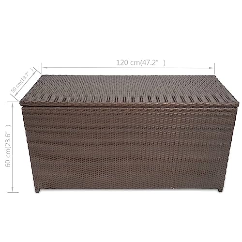 vidaXL Garden Storage Box Poly Rattan Brown Bench Storage Box