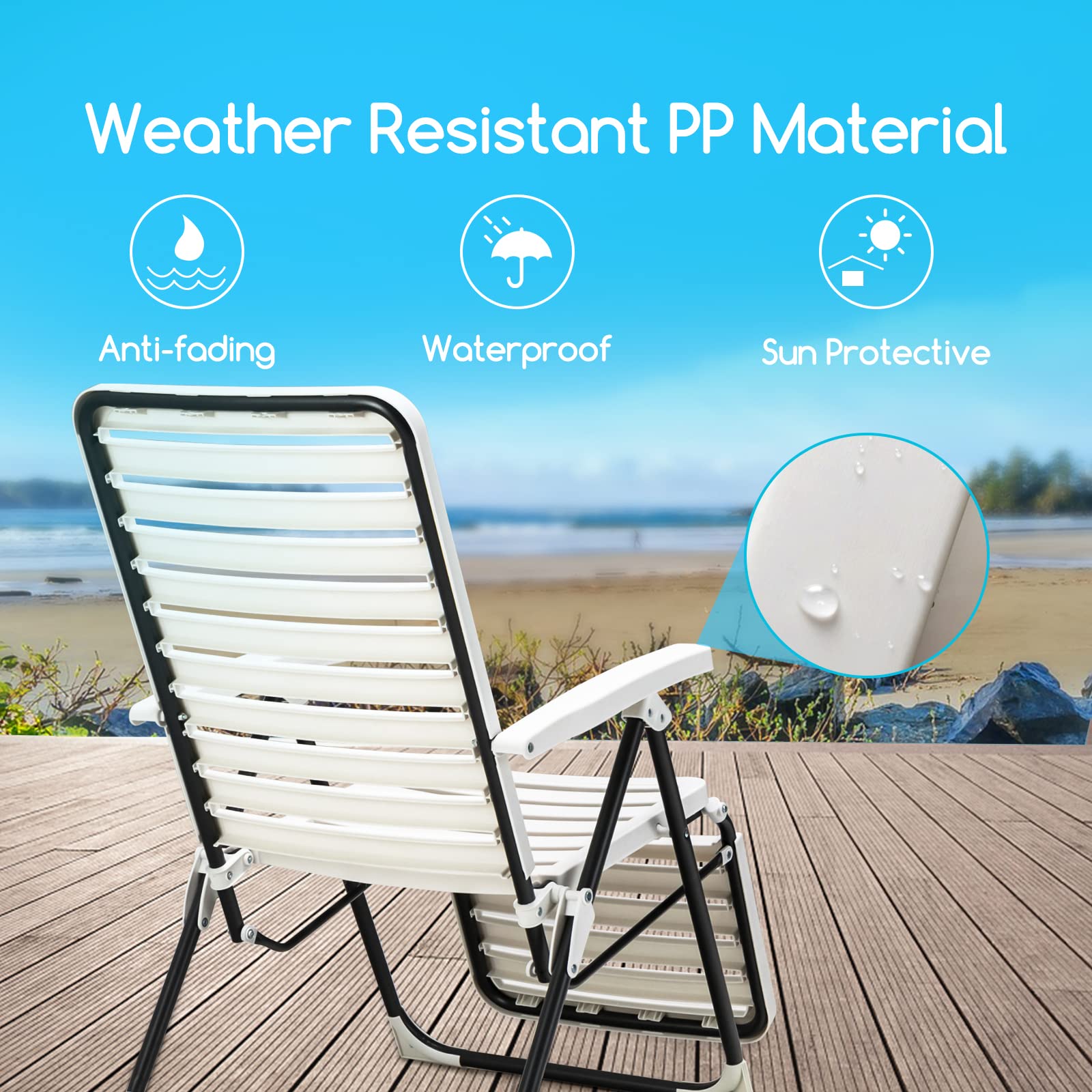 Tangkula Patio Chaise Lounge Chair, Folding Chaise Lounge Outdoor with 7-Position Backrest & Adjustable Footrest, Plastic Pool Lounge Chairs for Outside Backyard Deck Beach Lawn