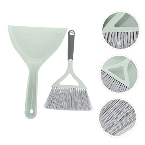 PLAFOPE 1 Set Broom Dustpan Keyboard Cleaning Brush Mini Hand Broom and Dustpan Table Cleaning Tool Mini Broom Home Cleaning Accessory Mini Cleaning Broom Cleaning Kit Plastic Green