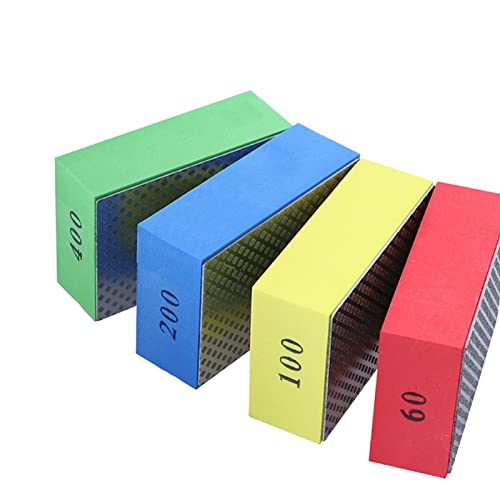 Kakalote Diamond Hand Polishing Pad Diamond Sanding Pads Marble Tile Polishing Pad for Stone Ceramic Tile Glass Grinding Trimming 4Pcs/Set Grit 60# 100# 200# 400#(3.74x2.36x1.22inch)