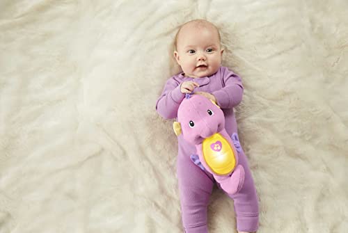 Fisher-Price Musical Baby Toy, Soothe & Glow Seahorse, Plush Sound Machine with Lights & Volume Control for Newborns, Blue
