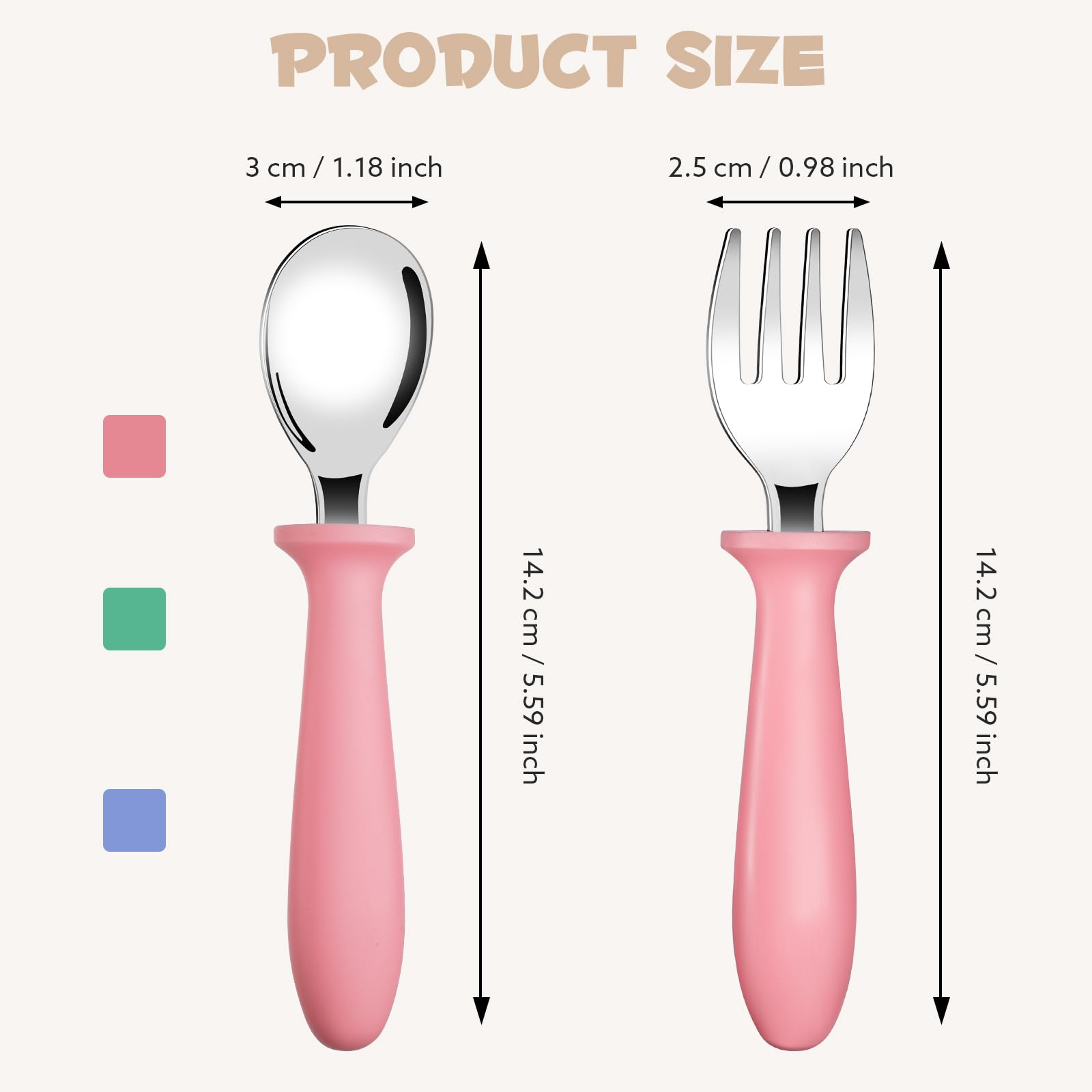 Pimoys 6 Pieces Toddler Utensils,Toddler Forks and Spoons,Kids Silverware Set with Plastic Handle Stainless Steel Toddler Silverware,Dishwasher Safe