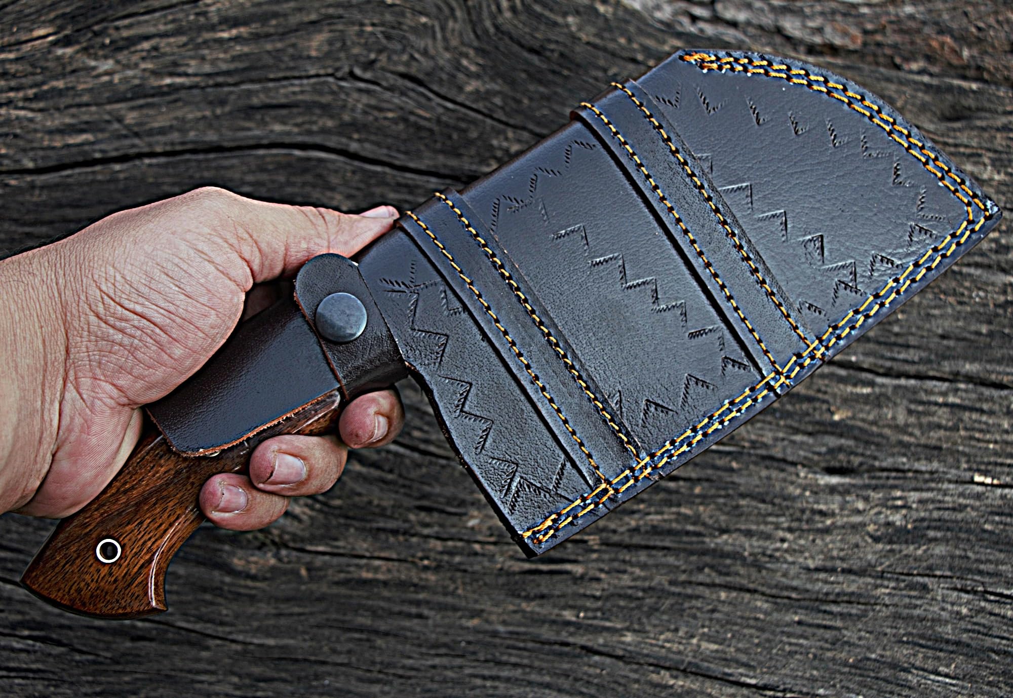 JNR Traders Cleaver Serbian Chef Knife 11.5" Handmade Full Tang Carbon Steel Cleaver for Meat Vegetables Cutting Chopping with Leather sheath 5510