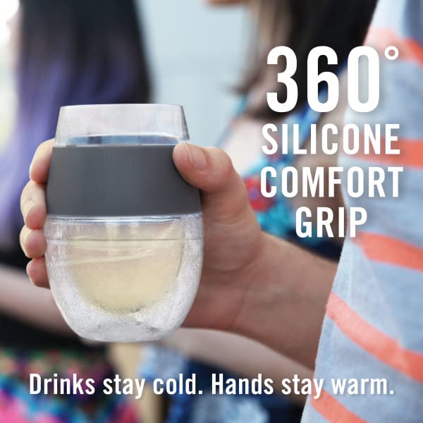 Host Wine Freeze Cup Set of 2 - Plastic Double Wall Insulated Wine Cooling Freezable Drink Vacuum Cup with Freezing Gel, Wine Glasses for Red and White Wine, 8.5 oz Mint - Gift Essentials