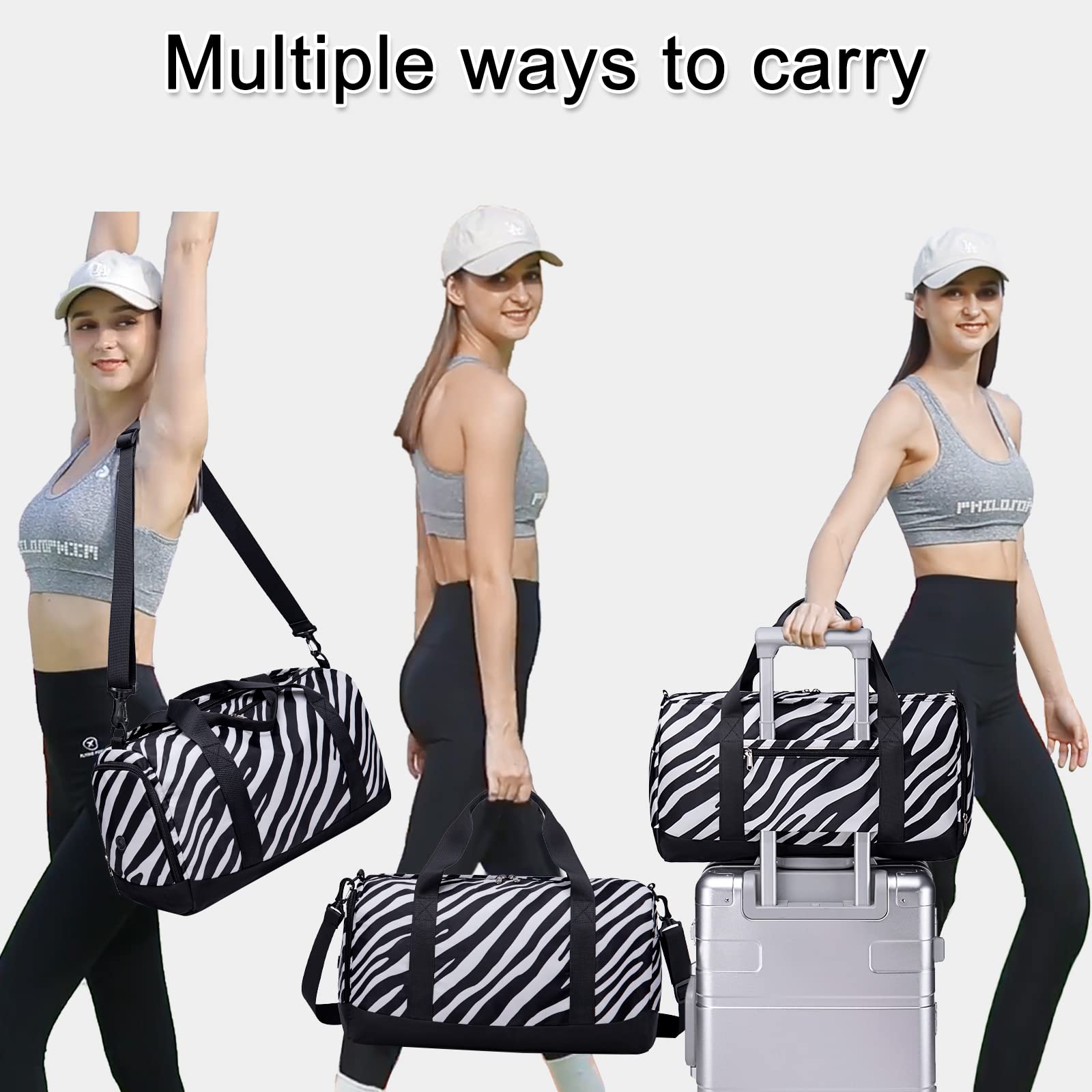 Gym Bag for Women Small Duffel Bag with Shoe Compartment and Wet Pocket Travel Duffle Bag Carry On Weekender Bag Workout Bag